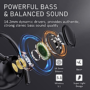 Wireless Earbud, Bluetooth 5.1 Headphones Sport Wireless Bluetooth Earphones in Ear Noise Cancelling Earbud with Mic Deep Bass, Earhooks Ear Buds IP7 Waterproof 48H Headset for Running Gym[2022 New]