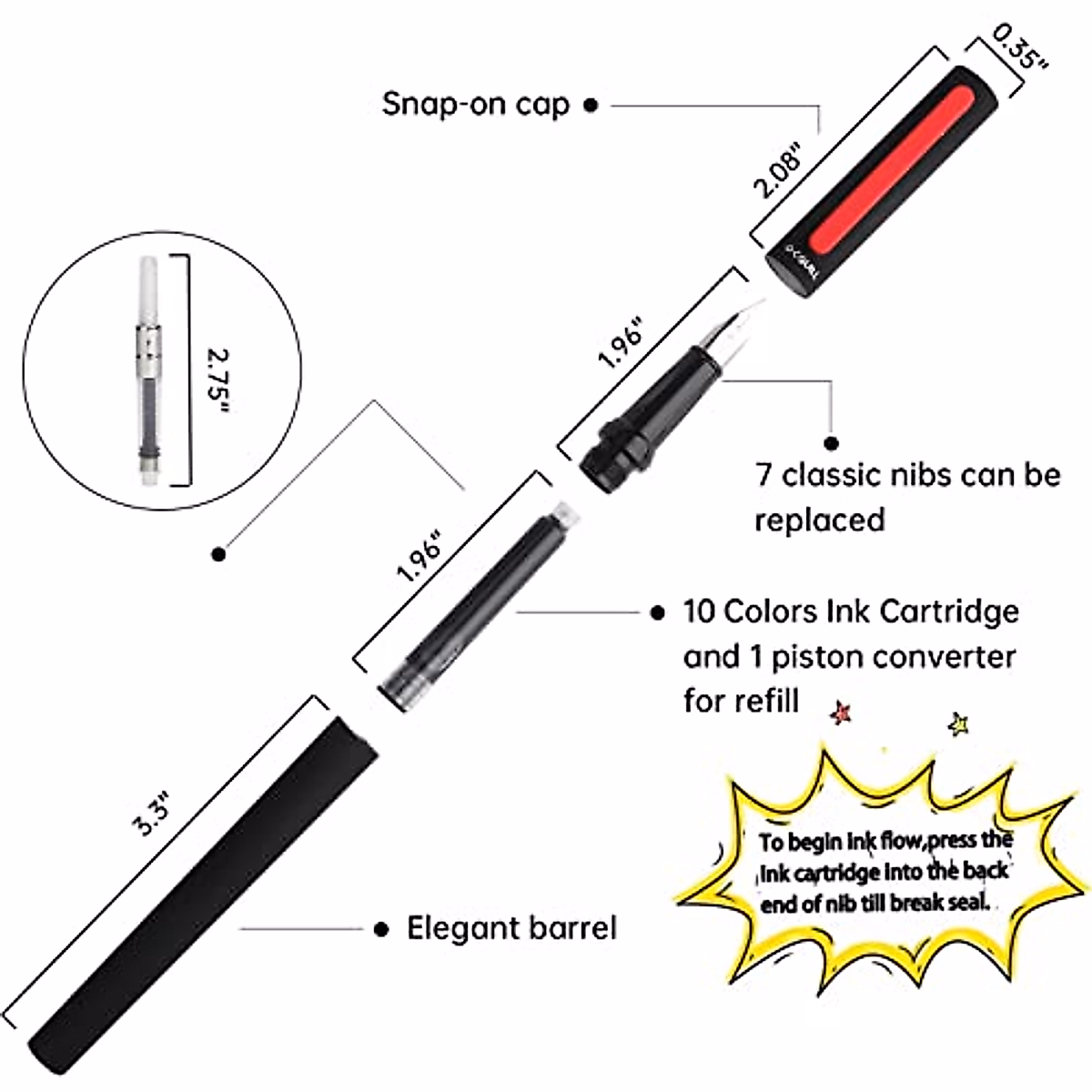 GC QUILL Calligraphy Pens Set 64pcs - Calligraphy Fountain Pen Set with ...