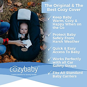 Cozy Cover Infant Car Seat Cover (Gray Quilt) - The Industry Leading Infant Carrier Cover Trusted by Over 6 Million Moms Worldwide for Keeping Your Baby Cozy & Warm