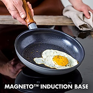 GreenPan Mayflower Pro Hard Anodized Healthy Ceramic Nonstick, 1QT Saucepan Pot, Vintage Wood Handle, PFAS-Free, Induction, Charcoal Gray