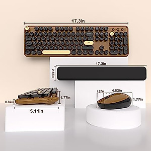Links9+ Wireless Keyboard and Mouse Combos, Retro Keyboard and Mouse Wireless Full Size, 2.4Ghz Connection and Optical Mouse for Windows, Mac, PC, Laptop for Home and Office (Coffee-Black)