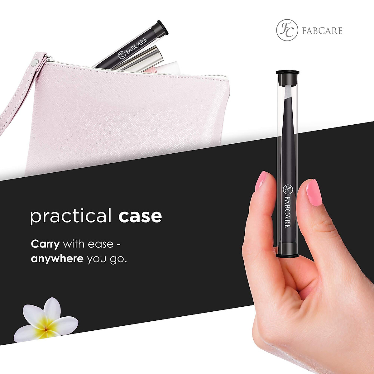 FABCARE Tweezers for plucking eyebrows with slanted tips, includes case, professional non-slip coating, high-quality tool for hair removal, suitable for men and women, precise and durable design.