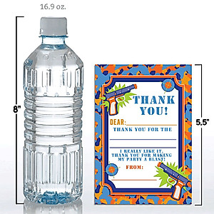 Dart Gun Themed Thank You Notes for Kids, Ten 4" x 5.5" Fill In The Blank Cards with 10 White Envelopes to match Invitations by AmandaCreation