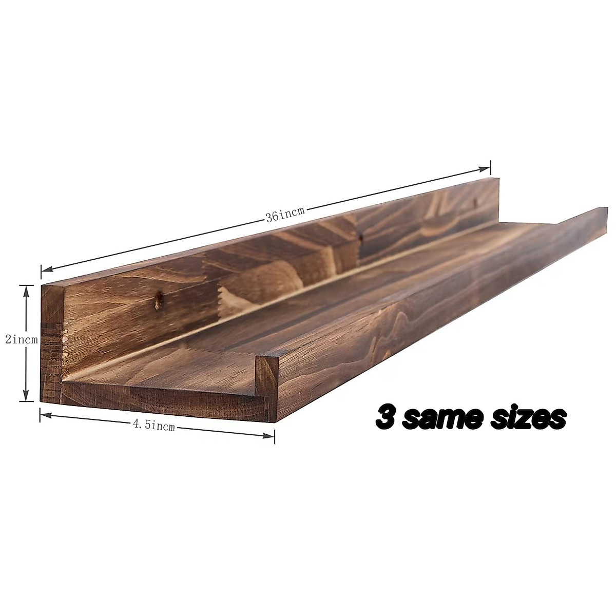 AZSKY Large Floating Shelves 36 Inch Wood Wall Mounted Set of 3 Floating Bookshelf Long Wooden Picture Ledge Shelf for Home Decoration