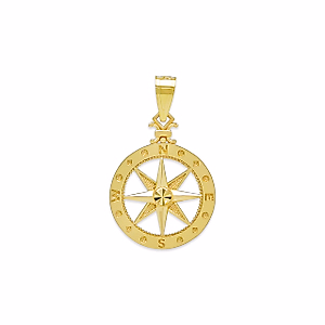 Charm America - Gold Petite Compass Charm - 10 Karat Solid Gold