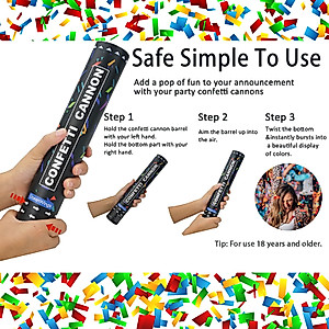 Biodegradable Confetti Cannon Party Poppers - 5 Pack Party Poppers Confetti Shooters for Birthday Graduation Wedding New Years Eve Celebration Office Prank, Large Confetti Cannon