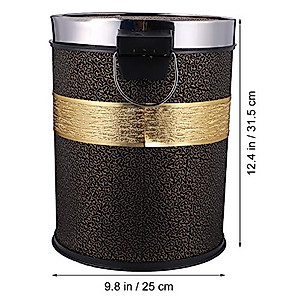 Garneck Foot Pedal Trash Can Garbage Can Kitchen Waste Bin with Lid Stainless Steel Leather for Bathroom Kitchen Living Room (Black)