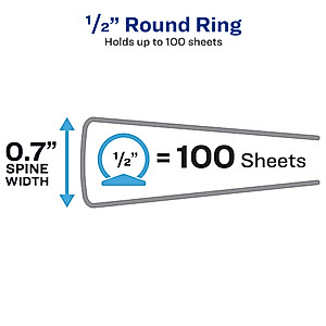 Avery Economy View 3 Ring Binder, 0.5" Round Rings, 1 White Binder (05706)