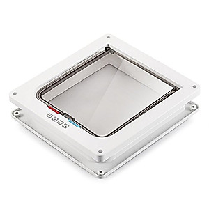 Depets Medium Cat Flap Door with 4 Way Lock (Outer Size 7.5" x 7.8"), Magnetic Pet Door Kit White, Weather-Resistant Cat Door for Cats & Doggy