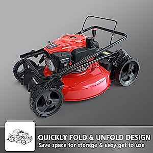 PowerSmart Gas Lawn Mower, 21-Inch 170cc 2-in-1 Mulching and Side-Discharge Push Mower, Red (DB2194CR)