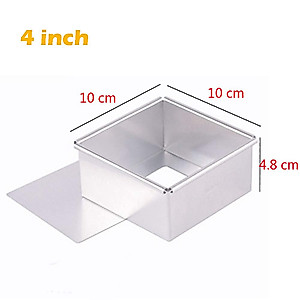Anodized Aluminum Square Cheesecake Pan Chiffon Cake Mold Baking Mould with Removable Bottom 4 Inch x 4 inch x 2 inch