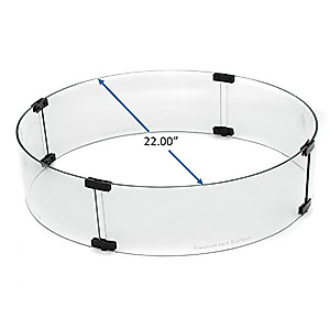 Hiland AWS-RND22 Fire Pit Glass 22" Wind Screen, Small, Clear