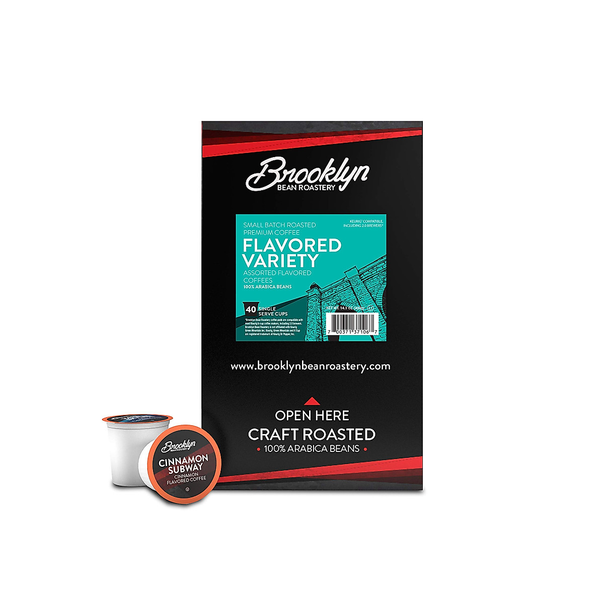 Brooklyn Beans Coffee Pods Flavored Gourmet Variety Pack, Compatible with 2.0 Keurig K Cup Brewers, 40 Count