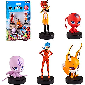 P.M.I. Miraculous Ladybug Stamps for Kids | 5 Miraculous Ladybug Stampers Out of 16 Collectibles in 1 Pack | Miraculous Ladybug Stationery, Stampers, Birthday Party Supplies - Cat Noir (Assortment B)