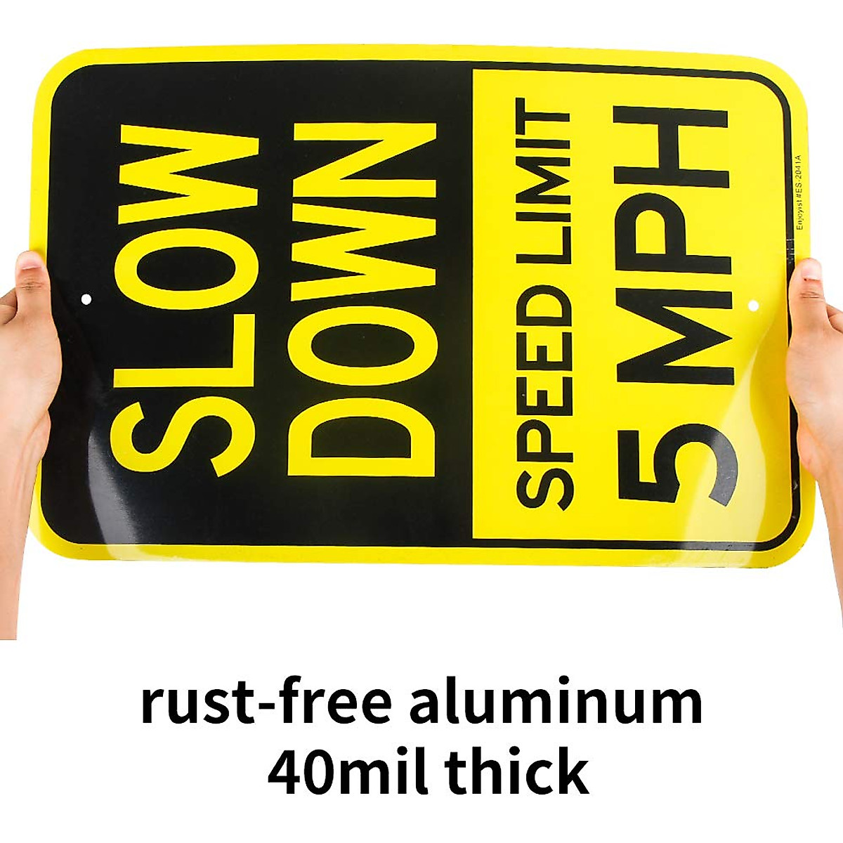 2-Pack Large Slow Down Sign, Speed Limit 5 MPH Sign, 18"x 12" .04" Aluminum Reflective Sign Rust Free Aluminum-UV Protected and Weatherproof