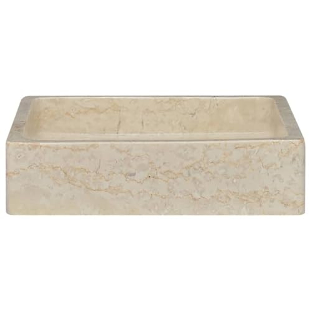 Sink Cream 15.7"x15.7"x3.9" Marble,Modern Marble Sink EyeCatching Basin for Bathroom and Washroom Bath Fixtures，Bathroom Sinks