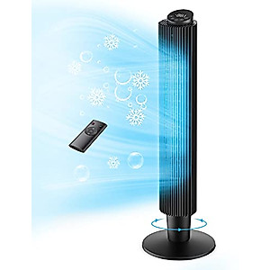 Tower Fan, Freetex 42'' 90° Oscillating Cooling Fan with Remote, Quiet Bladeless Fan for Indoor, Bedroom and Home Office, Portable Standing Floor Fan with Height Adjustable, Sleep Mode, LED Display, Touchpad