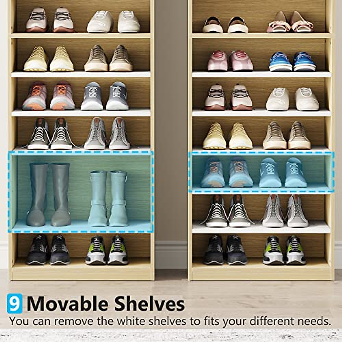 Tribesigns 11-Tier Shoe Storage Cabinet, 70.9" Tall Shoe Rack with Adjustable Sheves, Freestanding Shoe Organizer Cabinet for Entryway,Closet, Living Room