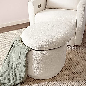 Babyletto Enoki Storage Ottoman in Ivory Boucle, Greenguard Gold and CertiPUR-US Certified