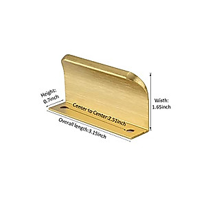 Satanga 5Pack Edge Finger Tab Pull for Cabinets Kitchen Concealed Aluminum Flat Hidden Bar Pulls Drawer Pulls Easy to Install 3.15inch 80mm Overall Length Brushed Brass