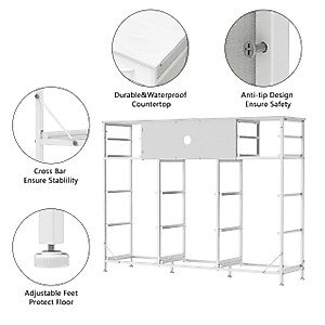 Simoretus Dresser with Charging Station and LED Light Wide Dresser with 13 Fabric Drawers for Bedroom Side Pockets Chest of Drawers Open Shelf Storage Organizer for Living Room (White)