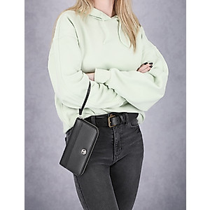 Timberland womens Leather Rfid Zip Around Wallet Clutch With Wristlet Strap, Black (Pebble), One Size