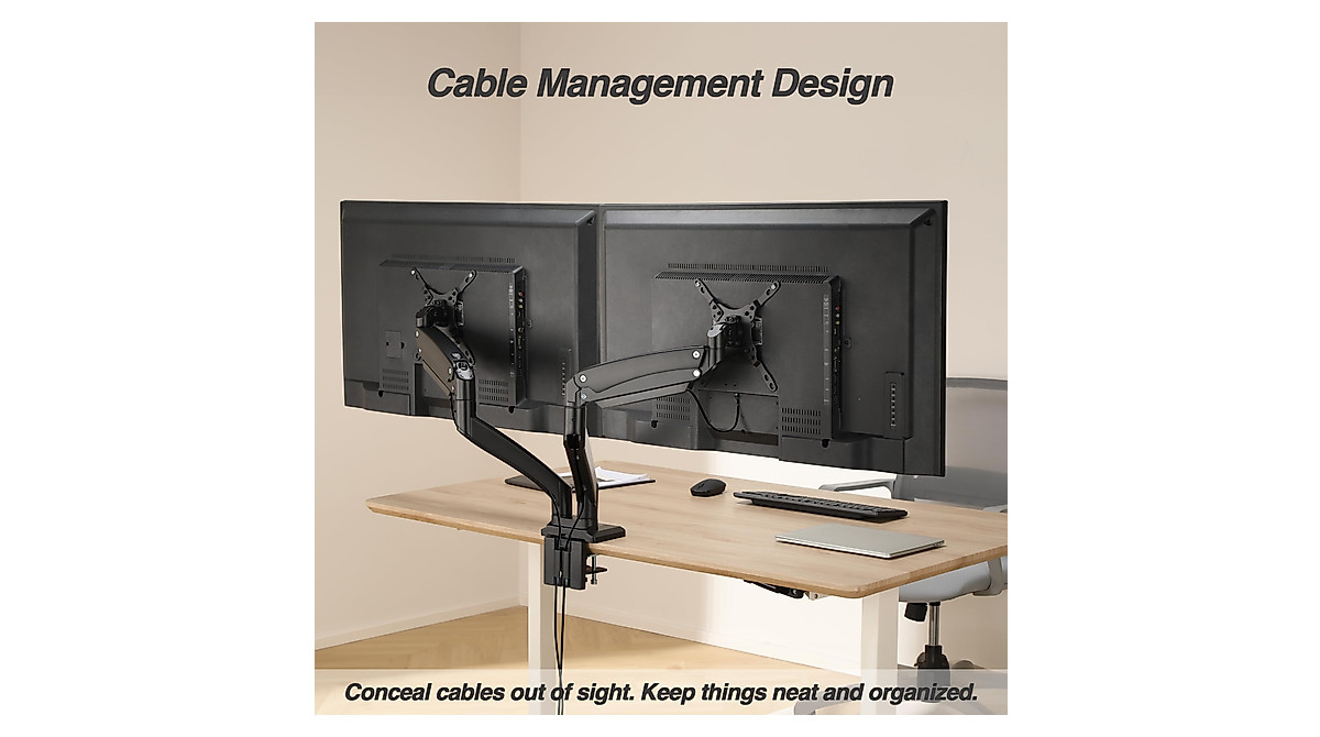 AVLT Dual Monitor Arm Mount - Fits 13-43 Inches, Full Motion