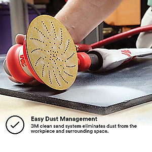 Cubitron 3M Random Orbital Sander – Self Generated Vacuum Sander – 5” x 3/16” Diam. Orbit – Pneumatic Palm Sander – Hook and Loop Pad – For Wood, Composites, Metal – Original Series