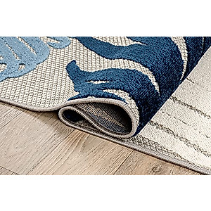 Rugshop Lucca Contemporary Floral Indoor/Outdoor Area Rug 5' x 7' Navy