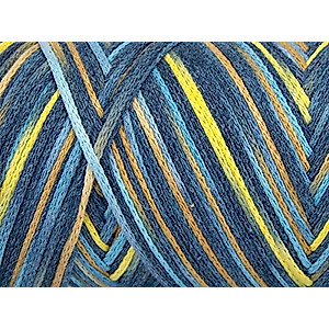 250 gr ICE YARNS Macrame Cotton Print (80% Cotton) Yarn Blue Shades Yellow Shades