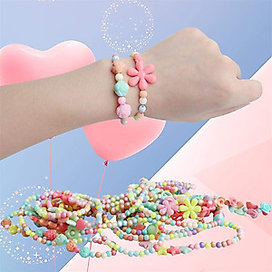 Hicdaw 18PCS Toddler Necklace Beaded Bracelet Stretch Costume Princess Necklace for Little Girls Play Jewelry Bracelet Set Dress Up Party Favors Gift Kids Jewelry for Girls