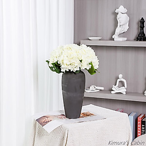 Kimura's Cabin 6 Pcs White Hydrangea Flowers Bouquets Silk Hydrangea Flowers with Stems Faux Hydrangea Stems for Home Wedding Party Table Core Decoration (White, Pack of 6)