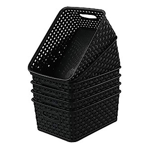 Xowine Black Plastic Storage Basket, Set of 6