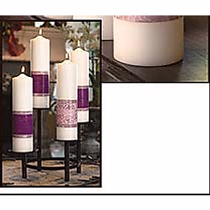 Advent Pillar Candle Holder, Black Metal 4-Tier Stand, Sturdy for Christmas Decor and Religious Celebrations, 9.25" x 10.5"