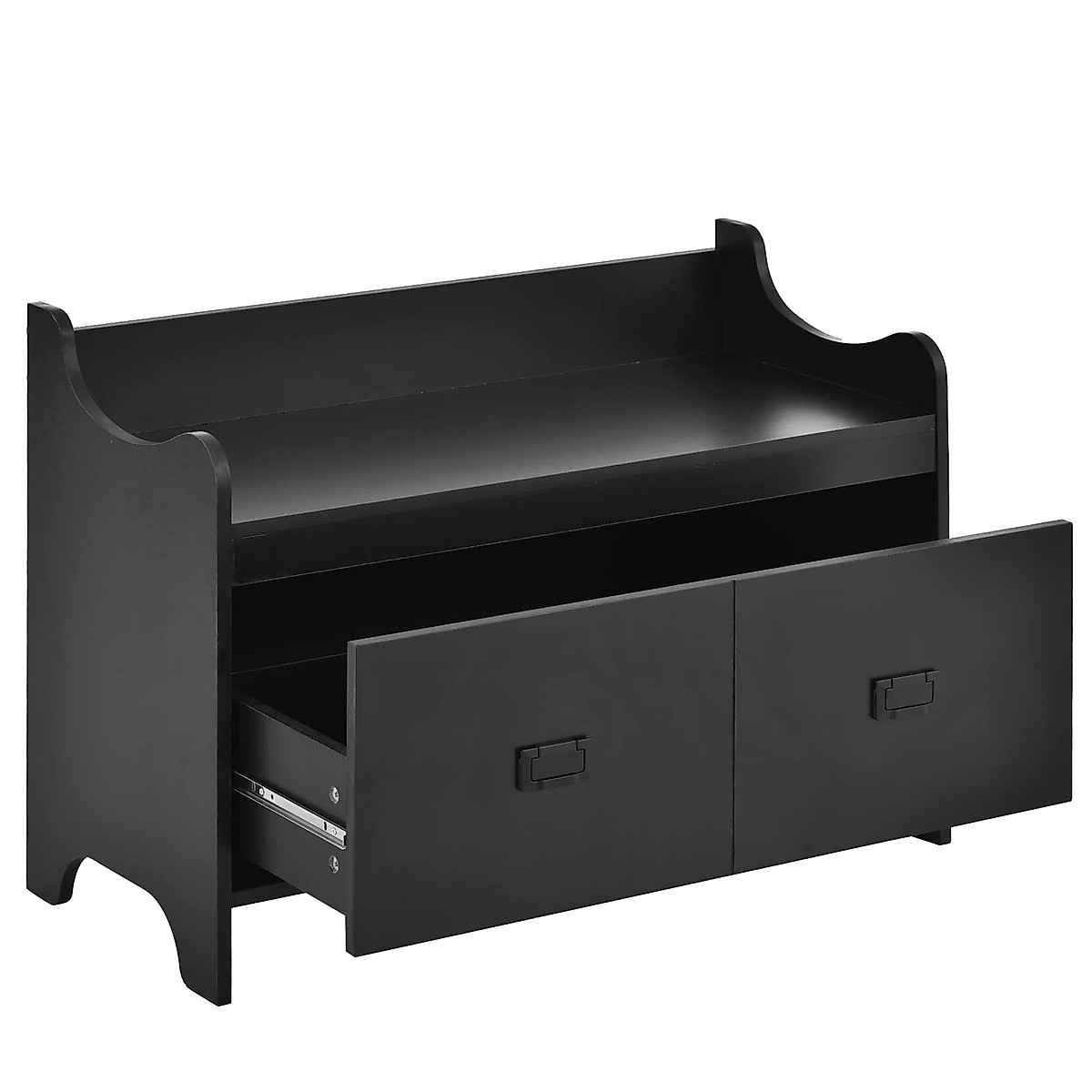 ANTSKU 79" Hall Tree with Bench and Shoe Storage, Large Mudroom Bench with Storage and 7 Hooks, Black Entryway Coat Rack Shoe Bench, Modern Hall Trees for Entryway with Storage Cabinet and Drawer