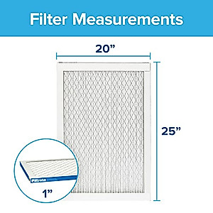 Filtrete 20x25x1 AC Furnace Air Filter, MERV 13, MPR 1900, Premium Allergen, Bacteria & Virus Filter, 3-Month Pleated 1-Inch Electrostatic Air Cleaning Filter, 6-Pack (Actual Size 19.69x24.69x0.78 in)