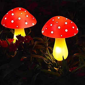 Abkshine New Upgraded Set of 6 Red Solar Mushroom Lights Garden Outdoor Decor, 8 Modes Waterproof Mushroom Solar Lights for Garden Pathway Landscape Yard Easter Pathway Halloween Xmas Decorations