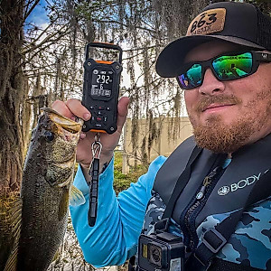 SNAIL TRAIL Fish Scale with Lip Gripper, 50 lbs Tournament Bass Scale with 8 Storage Bins, Digital Fishing Weight Scale with Hook & Clamp, High Contrast Hanging Weigher for Boat, Fishing Gifts for Men