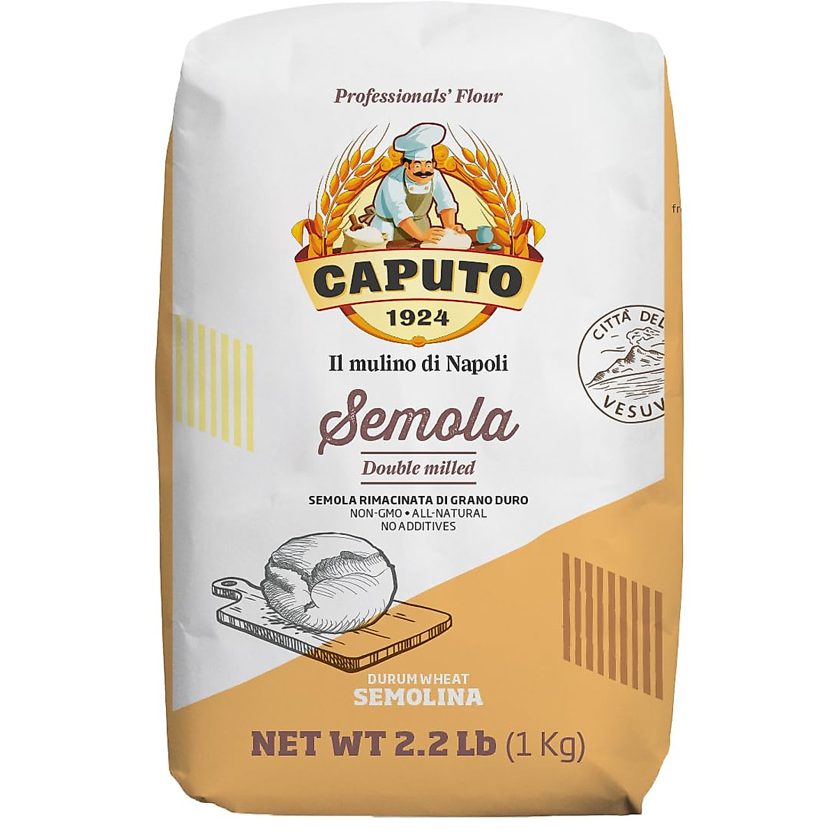 Caputo Antimo Di Grano Duro Rimacinata Semolina Flour - All Natural Dough for Fresh Pasta, 2.2 lb