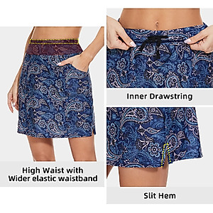 M MOTEEPI Womens Golf Skirts Tennis Athletic Skort Knee Length 18" Workout Exercise Skirt Pockets Casual Dressy Sapphire Blue M