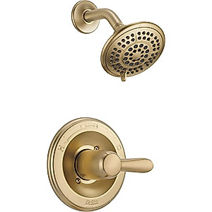 Delta Faucet Lahara 14 Series Single-Function Shower Faucet Set, 5-Spray Shower Head, Shower Handle, Gold Shower Faucet, Delta Shower Trim Kit, Champagne Bronze T14238-CZ (Valve Not Included)