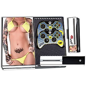 Xbox 360 Console Designer Skin for Microsoft Xbox 360 System Plus Two(2) Decals For: Xbox 360 Controller - Christy Mack Patriot