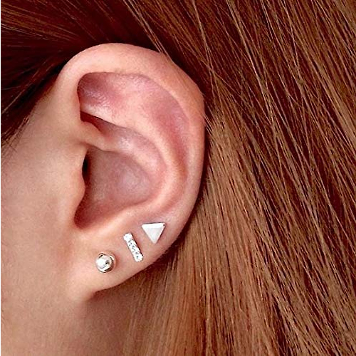 925 Sterling Silver Stud Earrings for Women Men|Hypoallergenic Earrings Stud|4 Pairs of White Gold Plated Sterling Silver Stud Earrings Set for Women