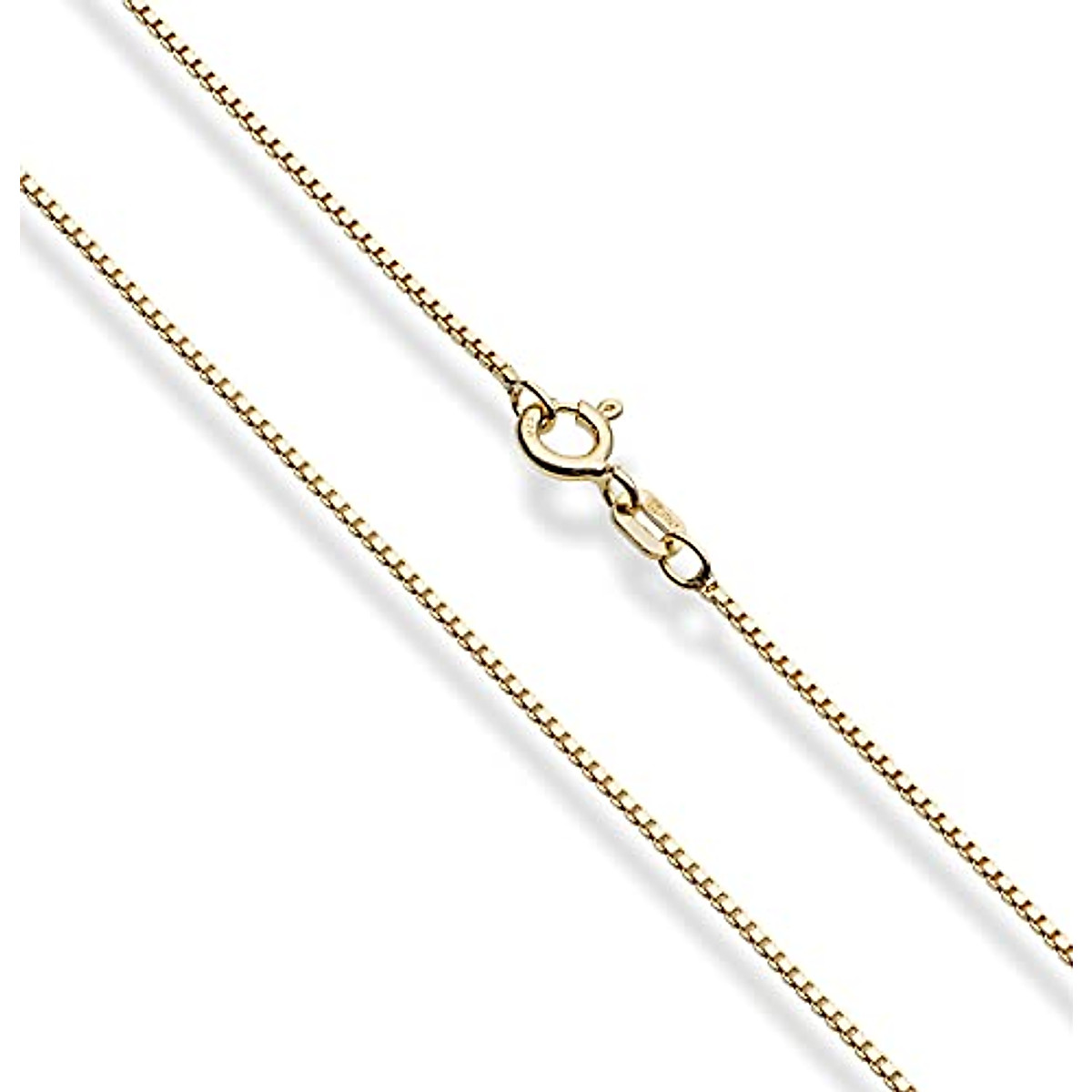 Miabella Solid 18K Gold Over 925 Sterling Silver Italian 1mm Box Chain Necklace for Women Men, Made in Italy (Length 20 Inches)
