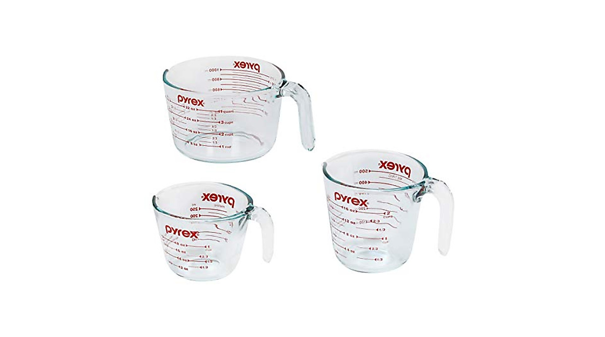 Pyrex 3 Piece Glass Measuring Cup Set - Easy Read & Pour