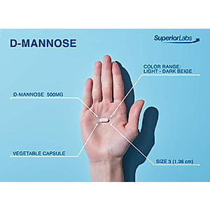 Superior Labs – Best D-Mannose NonGMO Dietary Supplement – 500mg, 120 Vegetable Capsules – Powerful Prebiotic – Boosts Urinary Tract Health – Supports Digestive Health & Liver Function