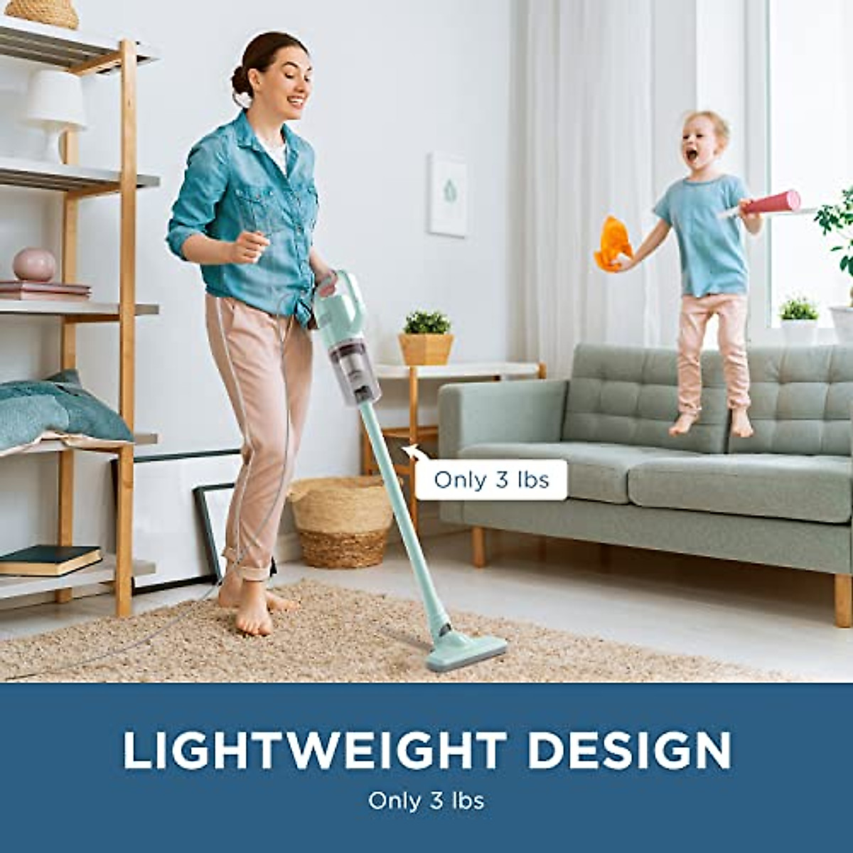 KEROMEE Corded Stick Vacuum Cleaner, 12kpa Powerful Suction Handheld Vacuum Cleaner with Crevice Tool, Small Vacuum Cleaner for Hardwoods, Pet Hair, Carpets, Staircases, and Sofas