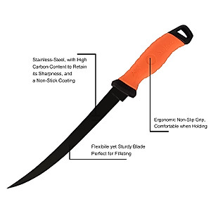 SPEARFISHING WORLD Stainless Steel Razor Sharp Fillet Knife Blade for Filleting Boning, Includes Sheath