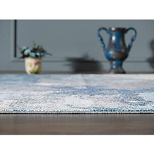 LUXE WEAVERS Rug Nuvola 8722 Blue Distressed Abstract Area Rug 2x3