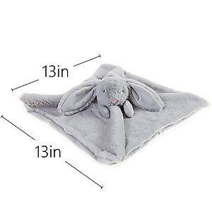 Apricot Lamb Stuffed Animals Gray Bunny Rabbit Security Blanket Infant Nursery Character Blanket Luxury Snuggler Plush Baby Lovey(Grey Bunny, 13 Inches)